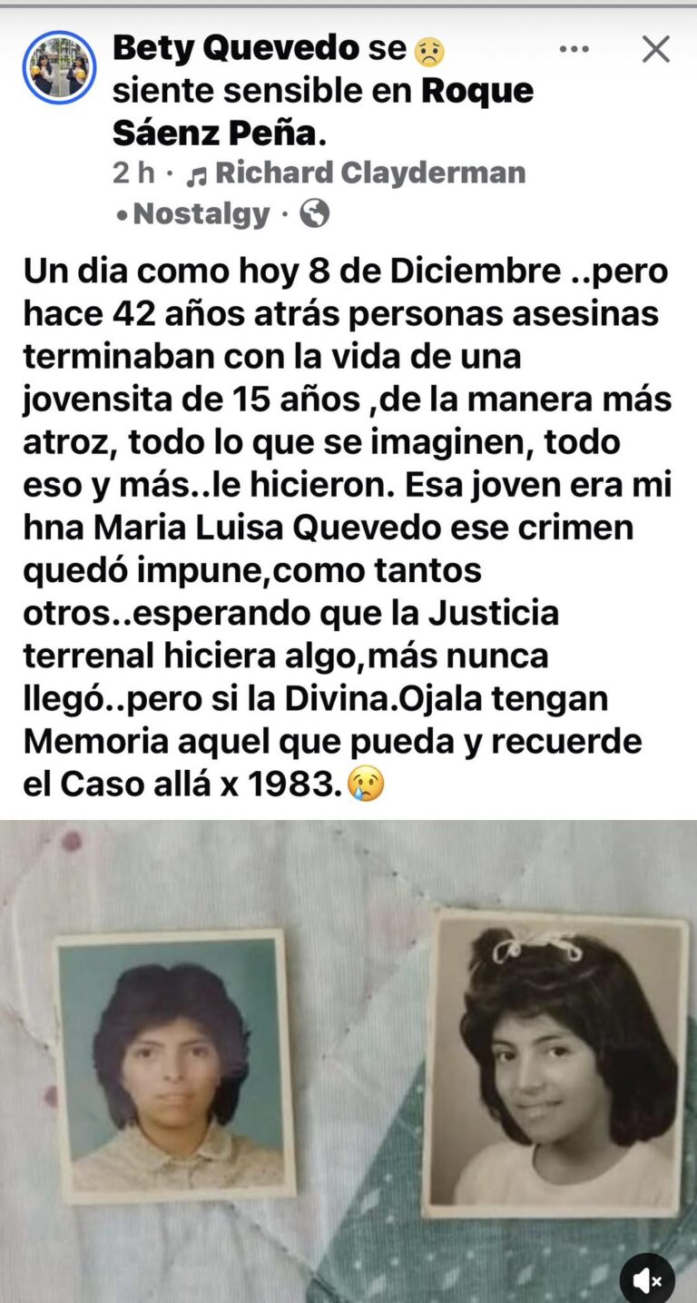 A 42 años del crimen de María Luisa Quevedo: la adolescente que Sáenz ...